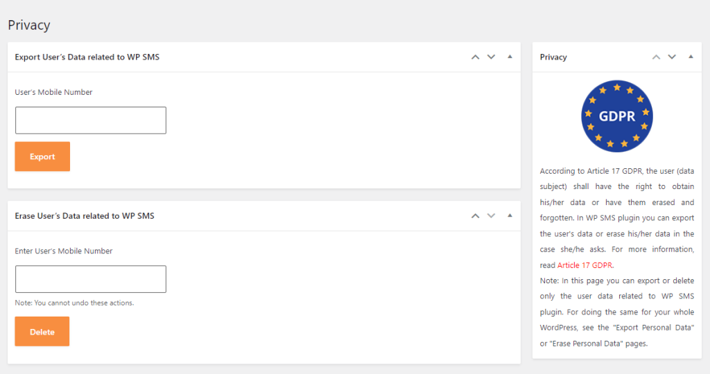 GDPR Compliant In WP SMS | WP SMS - WordPress SMS Plugin
